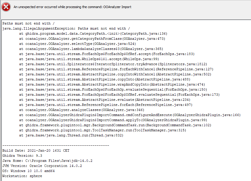 Ghidra plugin: java.lang.IllegalArgumentException: Paths must not end ...