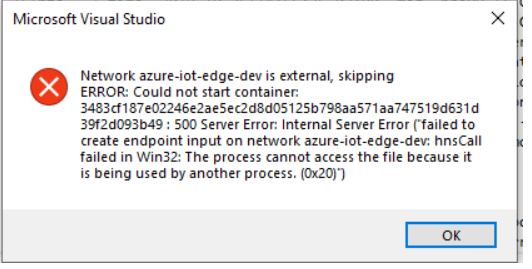 "File in use by another process" when running IoT Edge Module in VS ...