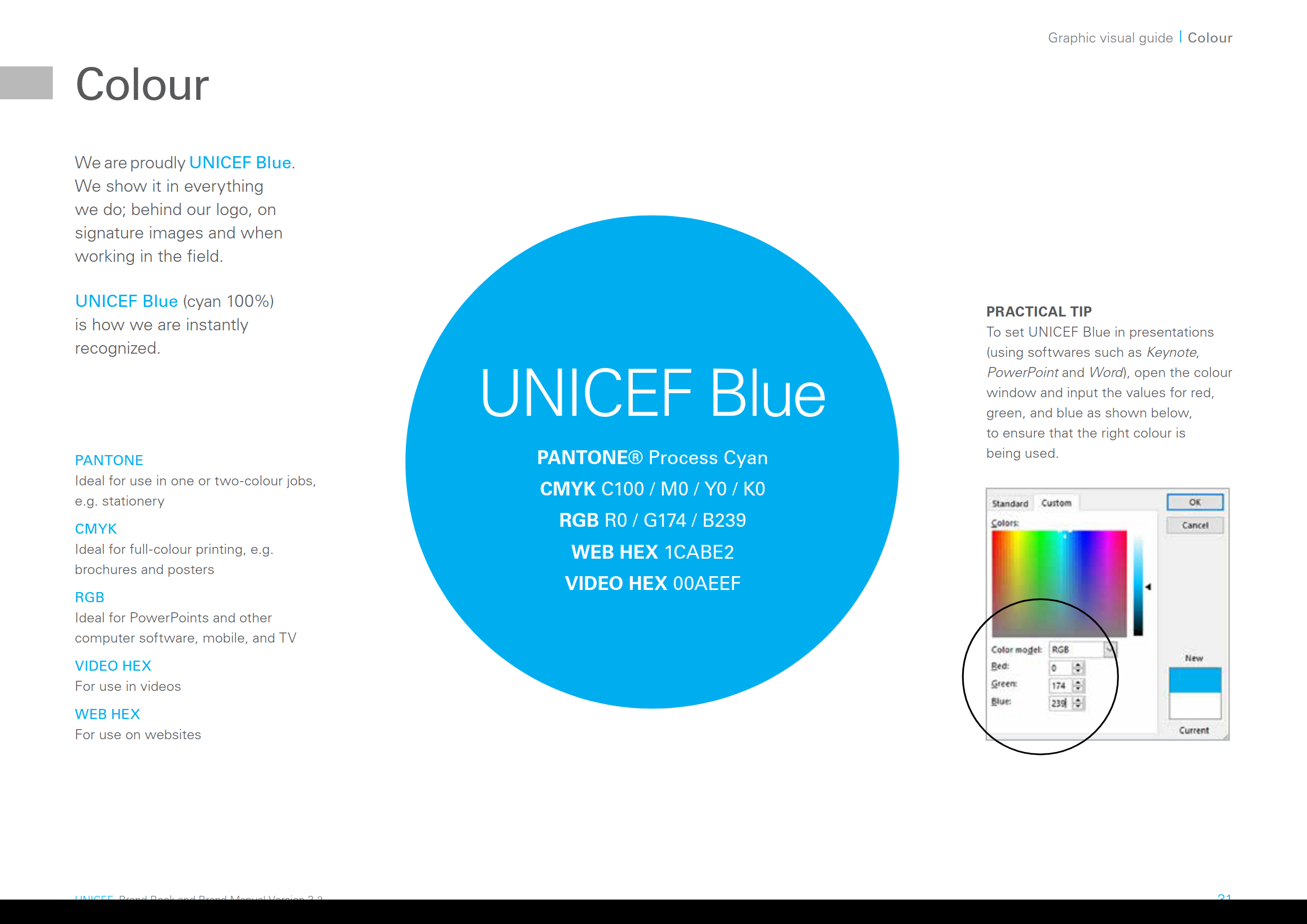 [branding] Ensure all color schemes used conform to UNICEF brand book ...