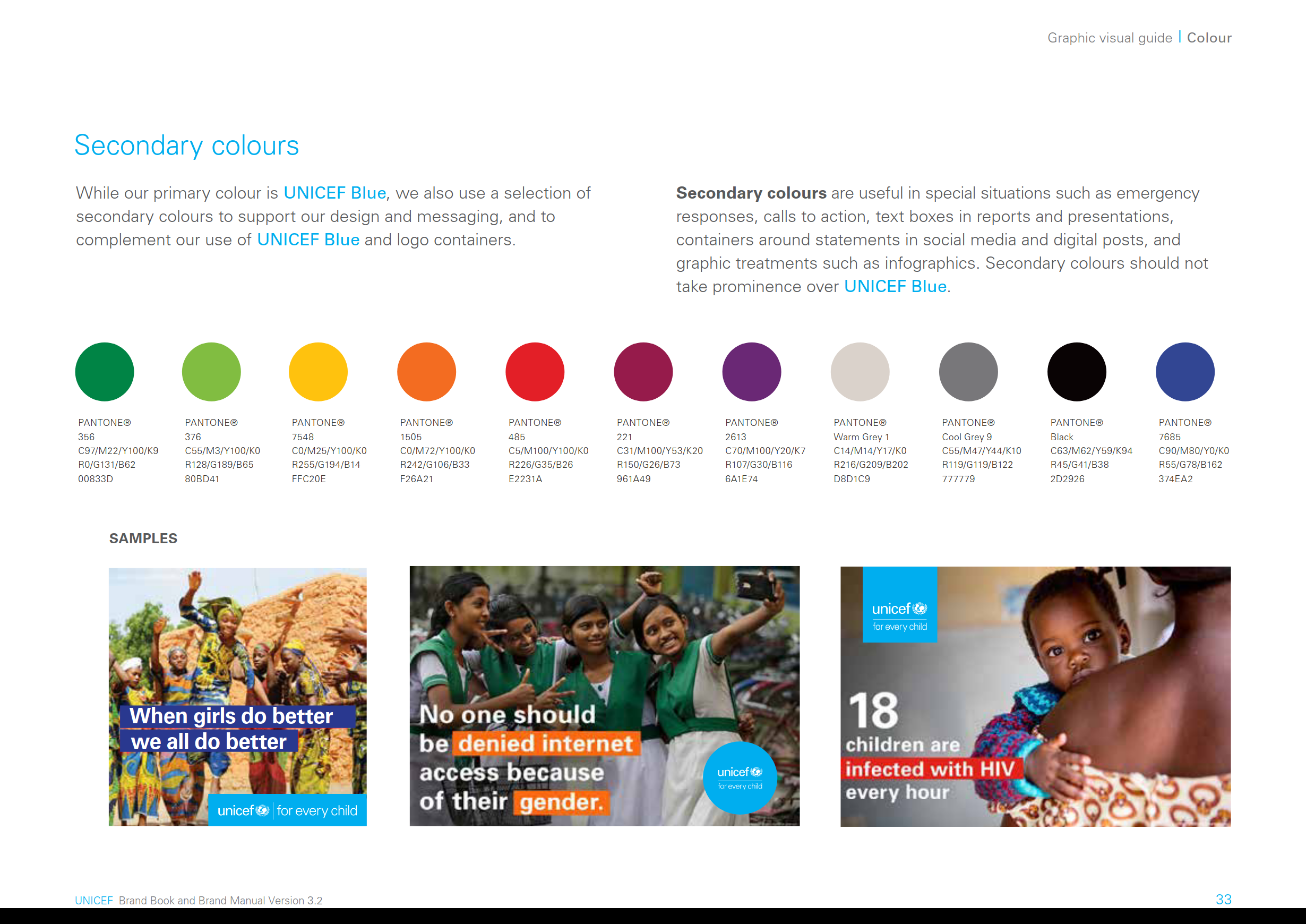 [branding] Ensure all color schemes used conform to UNICEF brand book ...