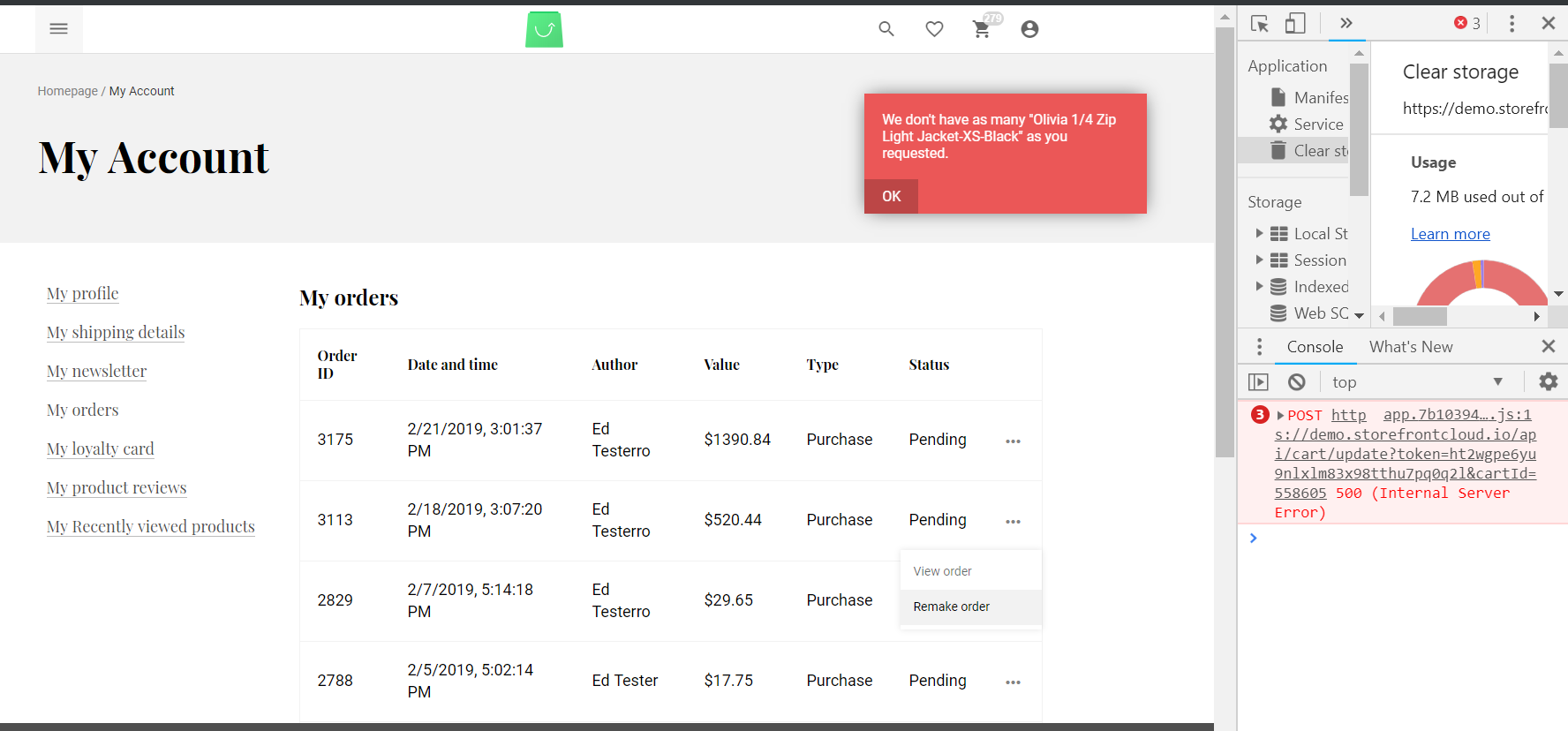 Wrong working of Remake order- improperly count on products in Cart · Issue #2545 ...