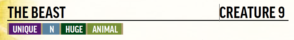 Kingmaker's The Beast actor is listed as Large, where it should be Huge ...