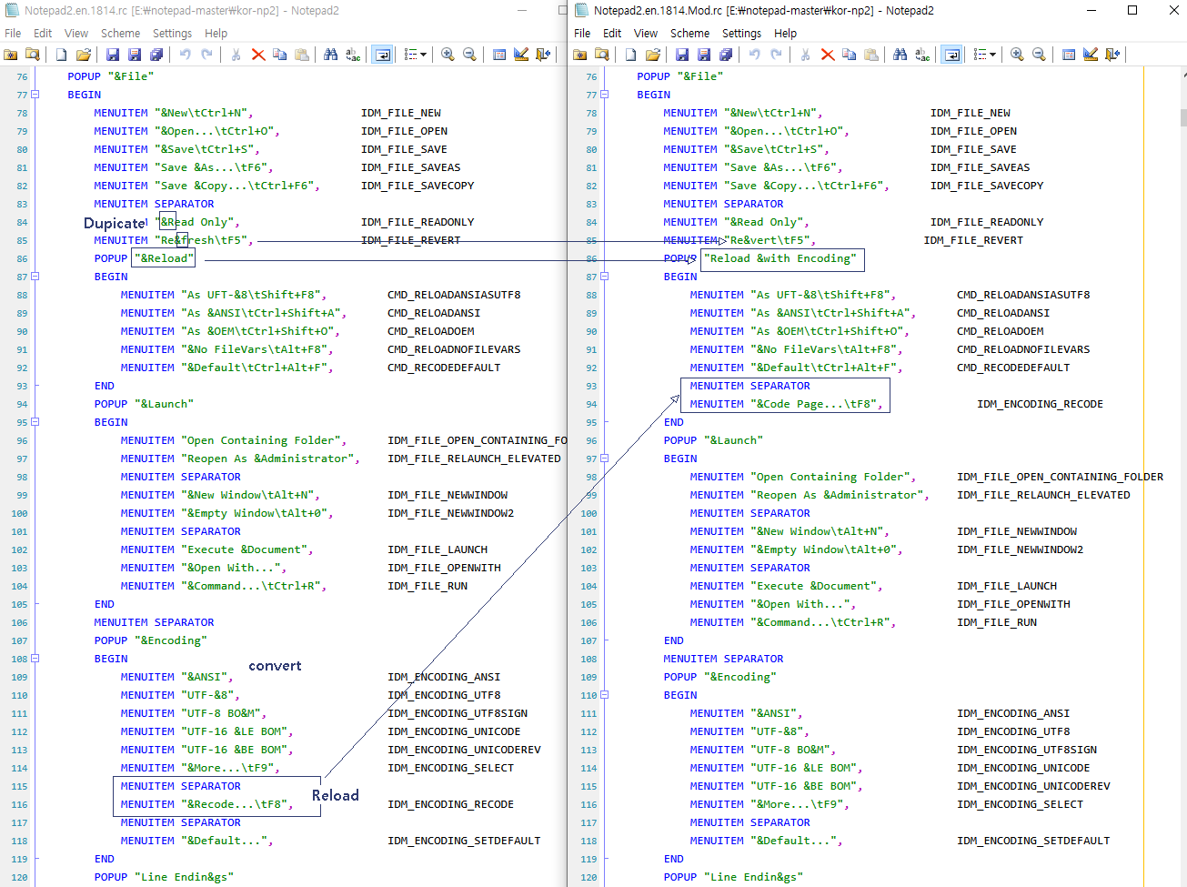 Suggest some menu changes · Issue #99 · zufuliu/notepad4 · GitHub