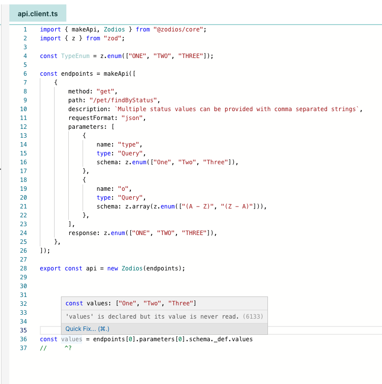 Question Inline Enums · Issue 57 · Astahmeropenapi Zod Client · Github