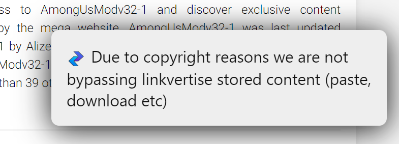 Due To Copyright Reasons We Are Not Bypassing Linkvertise Stored
