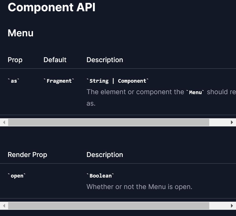 [Bug]: Website (headlessui.dev) uses overflow-x-scroll rather than overflow-x-auto on Component ...