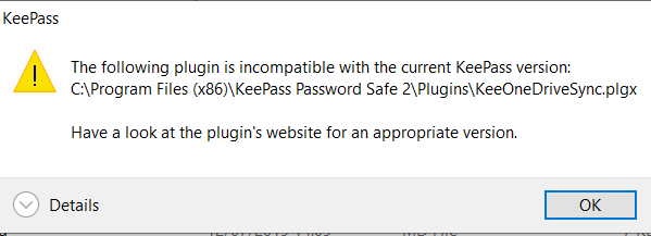 Plugin won't load · Issue #107 · KoenZomers/KeePassOneDriveSync · GitHub
