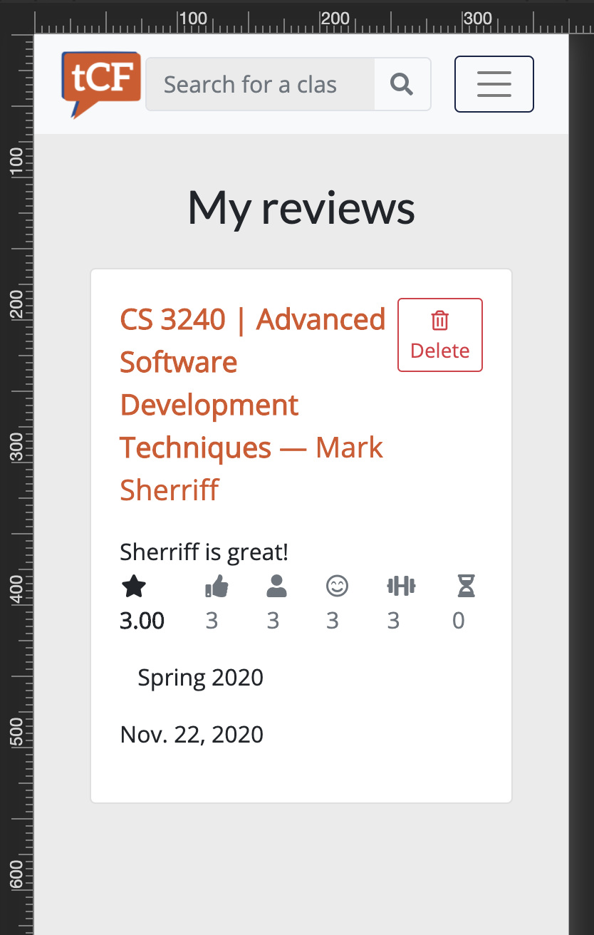 Review card formatting on mobile · Issue #204 · thecourseforum/theCourseForum2 · GitHub