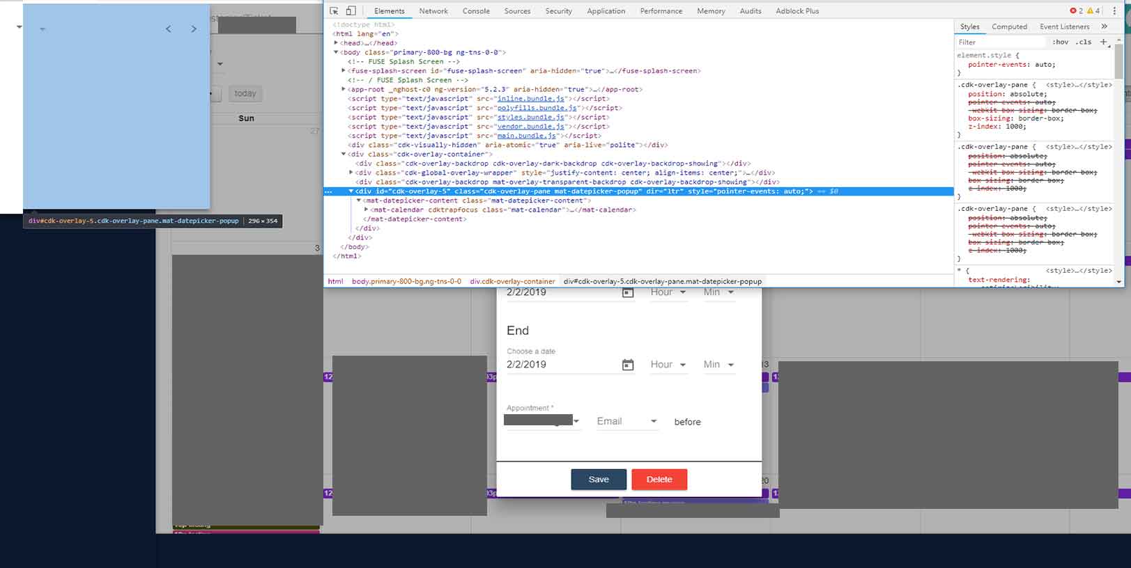 Datepicker Pop Up Positioned Incorrectly When Inside Of Dialog · Issue 9730 · Angular