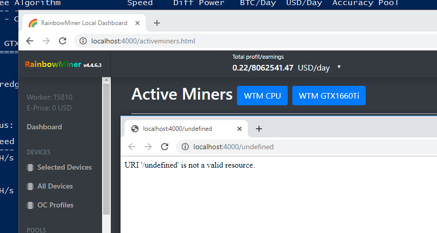 Active Miners WTM Not working · Issue #727 · RainbowMiner/RainbowMiner · GitHub
