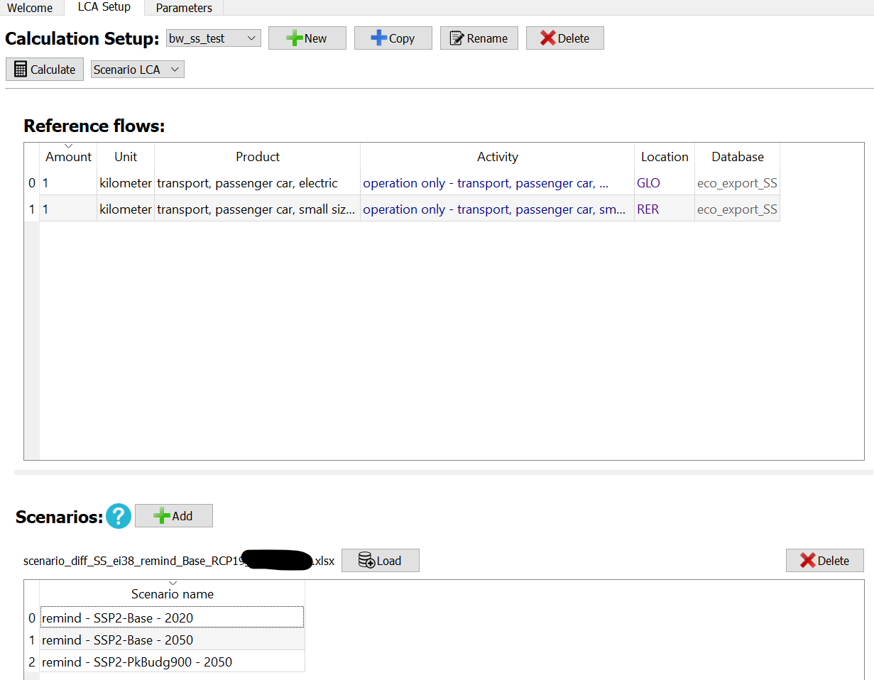LCA calculation hangs. Debug window shows error : ValueError: Shape of passed values is (3, 1 ...