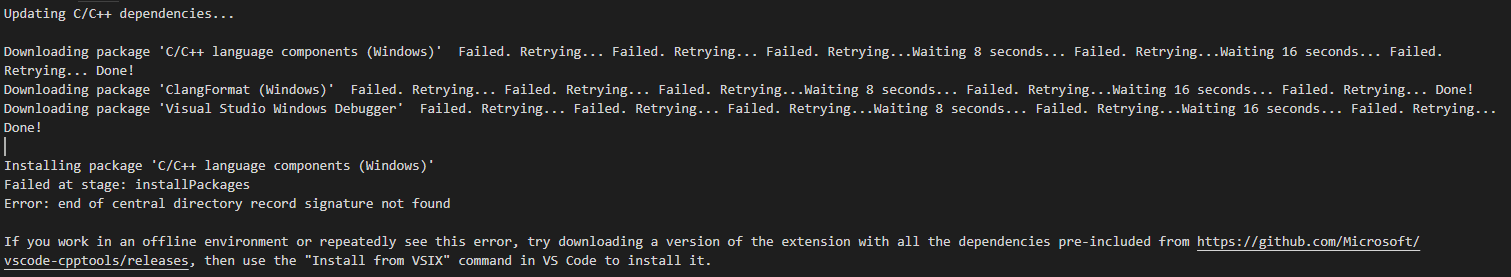I can't install extensions, and downloaded and instaled VSIX are also giving me an error ...