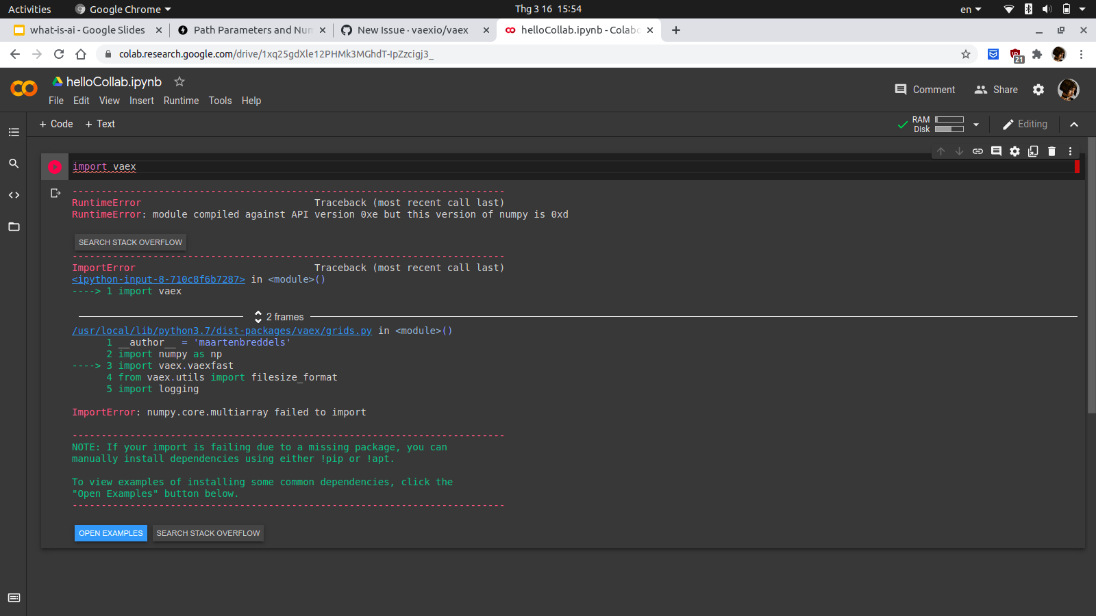 [BUG-REPORT] cannot import vaex from colab · Issue #1263 · vaexio/vaex · GitHub
