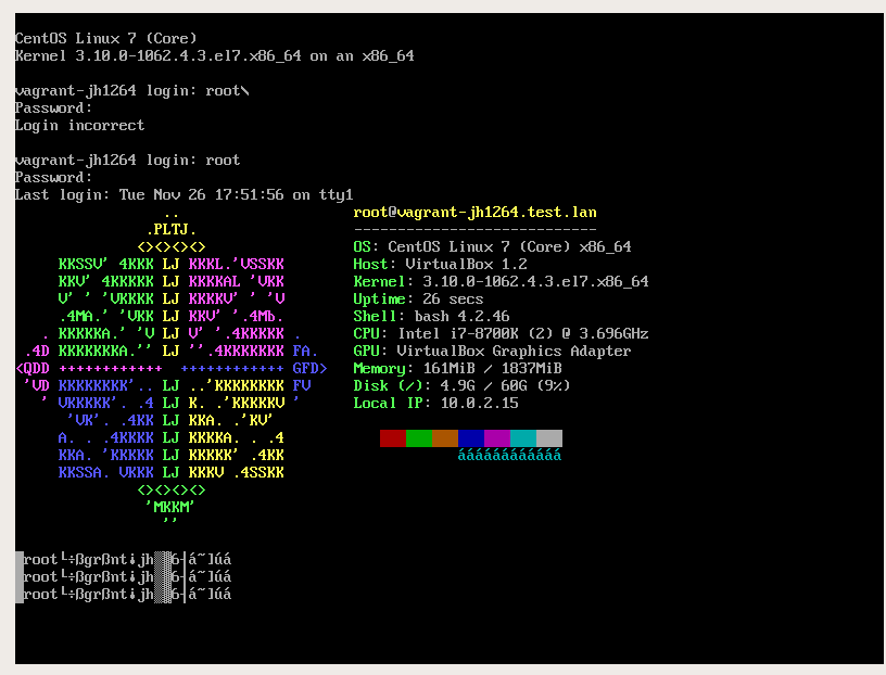 Garbled screen on Centos 7 Virtual Machines (HyperV and Virtualbox) · Issue #1353 · dylanaraps ...