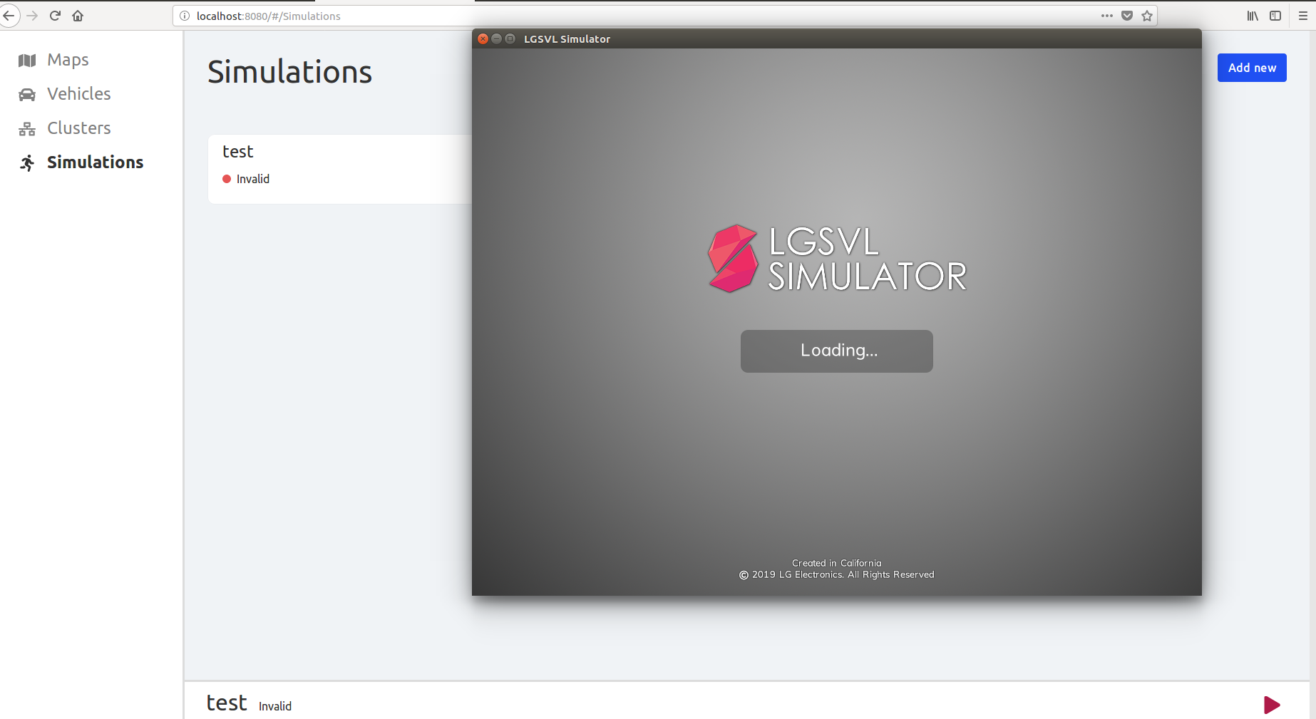 Localhost:8080 shows empty (no MAp ,No vehicles,No simulations) · Issue #406 · lgsvl/simulator ...