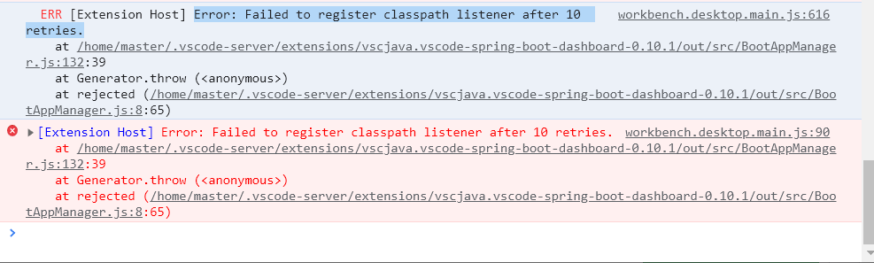 Error Failed To Register Classpath Listener After 10 Retries · Issue 279 · Microsoft Vscode