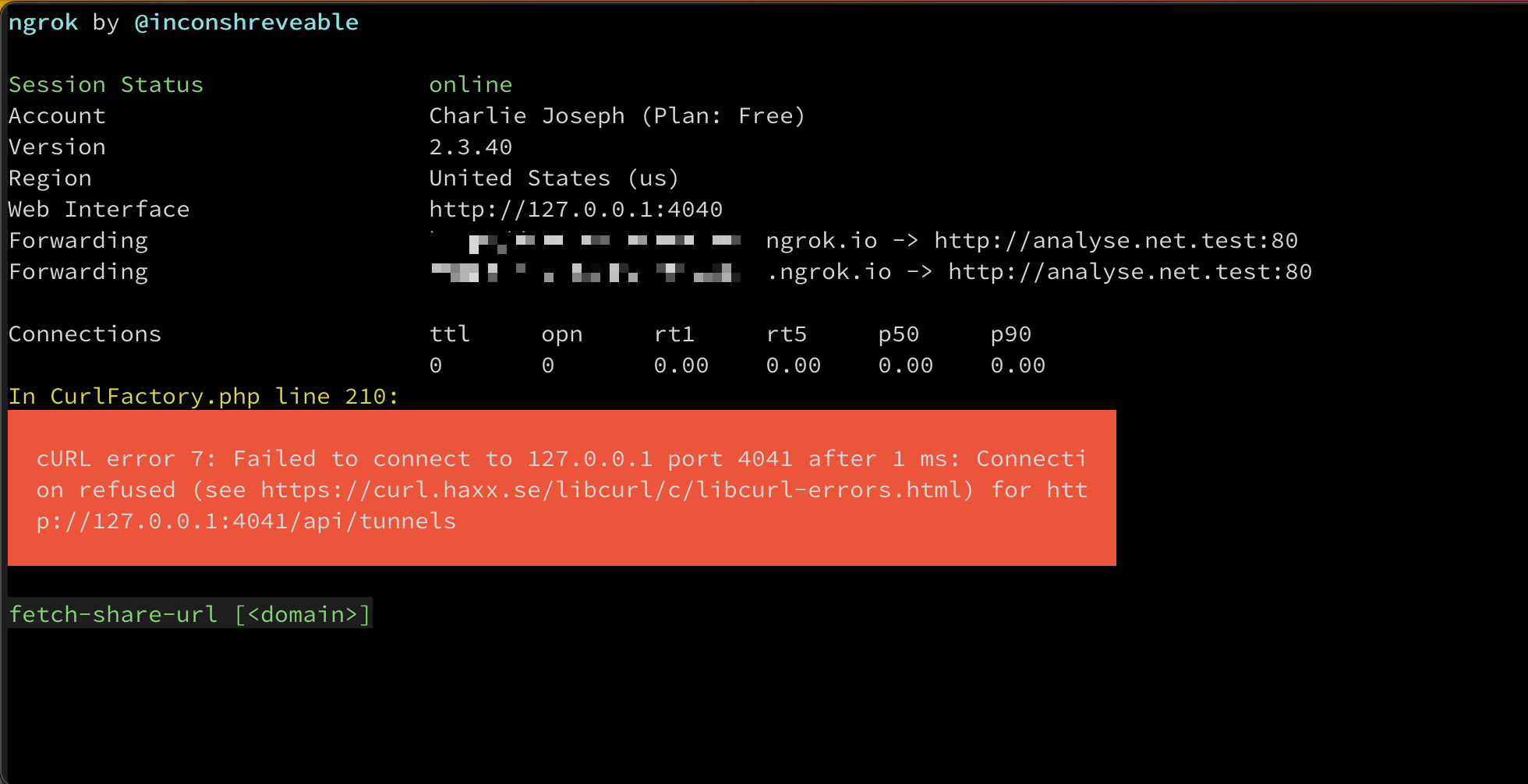 Running `valet share` throws an error `ERR_NGROK_4018` · Issue #1172 · laravel/valet · GitHub