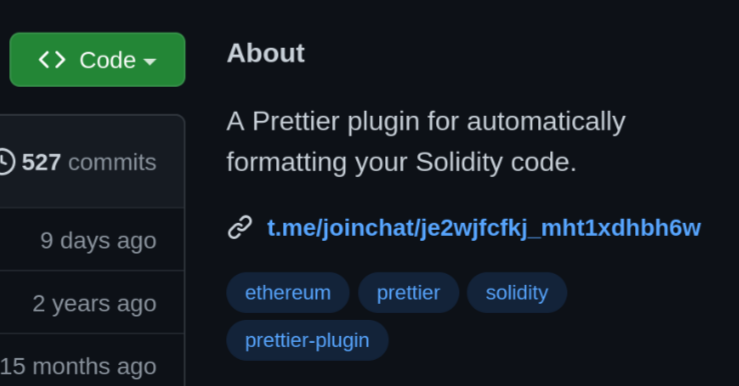 Invalid Telegram Invite Link · Issue 716 · Prettier Solidity Prettier Plugin Solidity · Github
