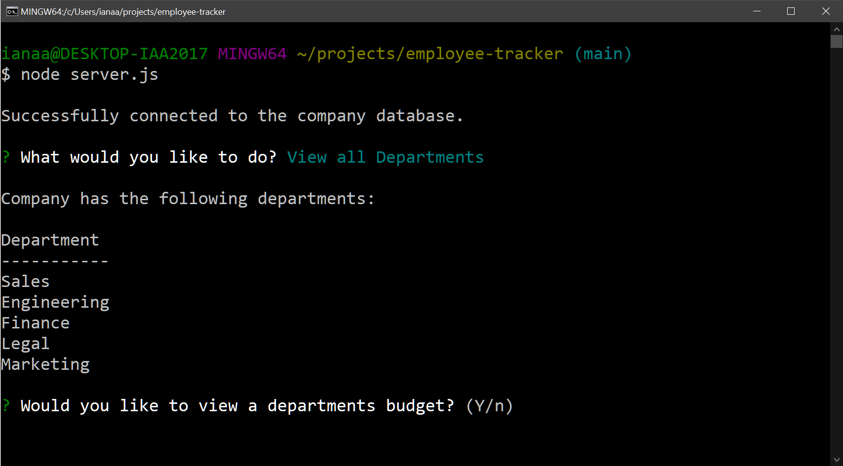 GitHub - ianaack/employee-tracker