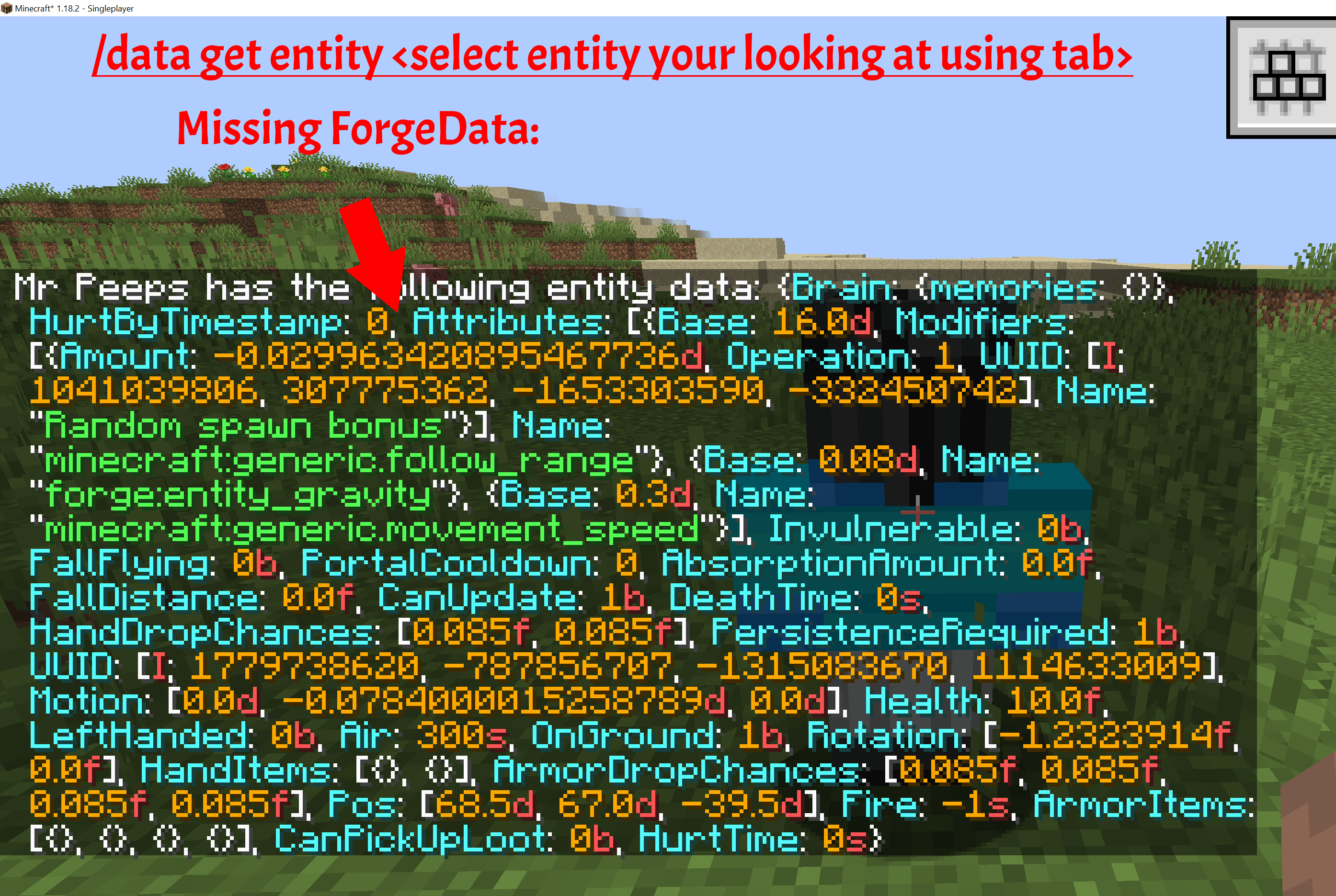 New commands do not like to work with NBT tags using the execute command for entities. · Issue ...