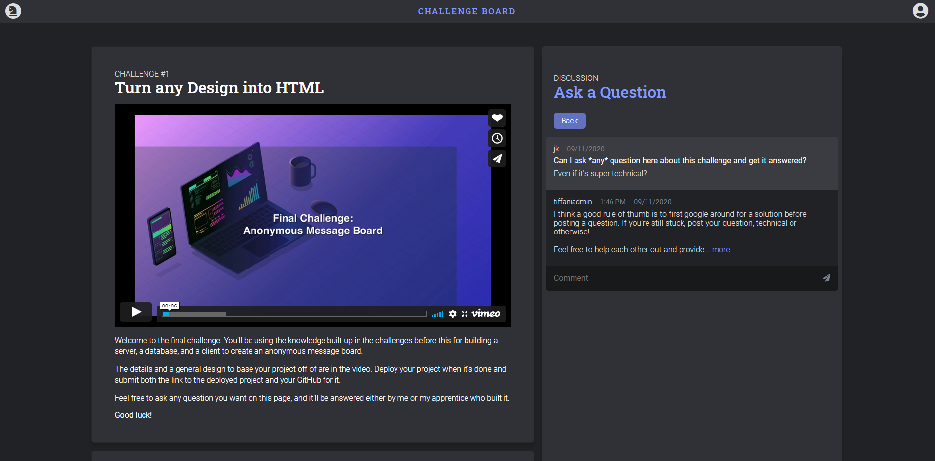 GitHub - bumblybee/Challenge-Board-React: React app for viewing web development challenges and ...
