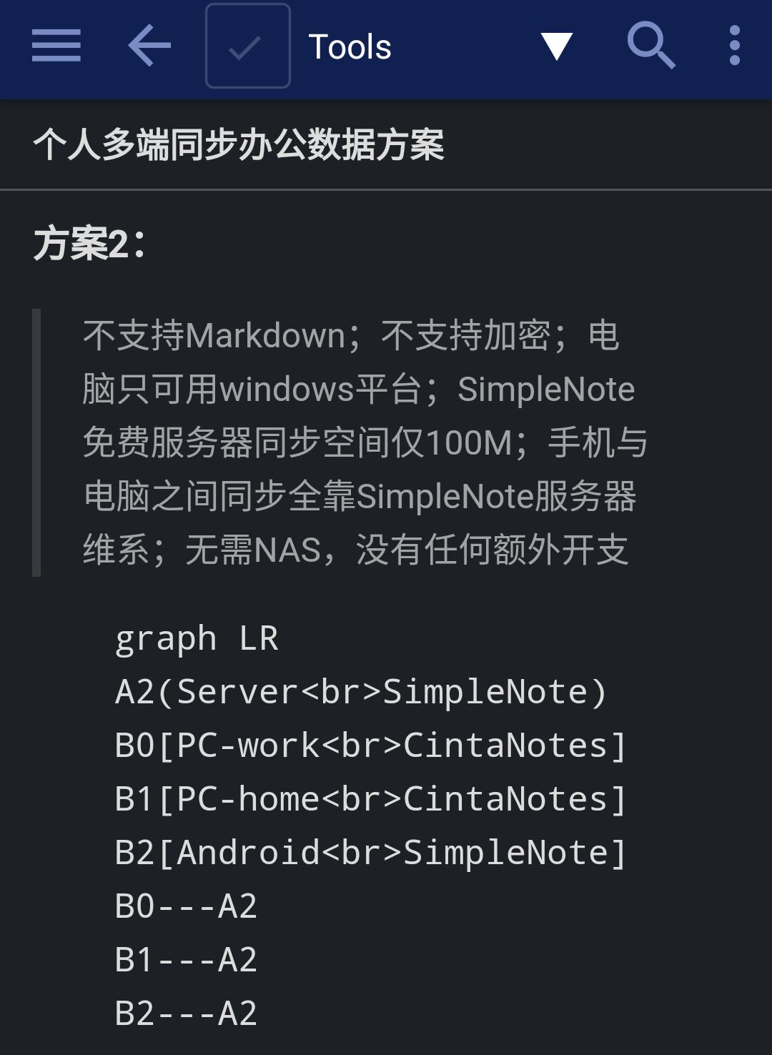markdown's "```mermaid " does'nt work in Android? · Issue #1306 · laurent22/joplin · GitHub