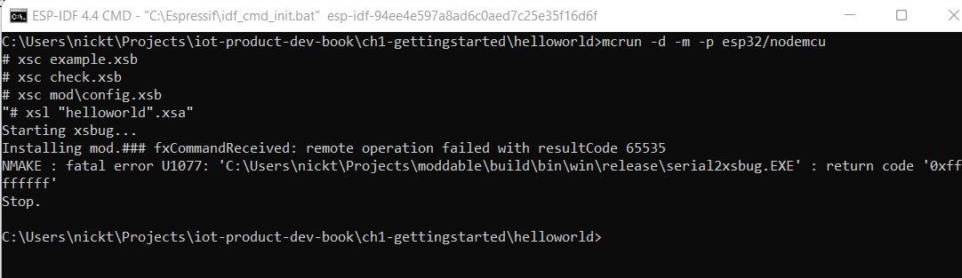 Executing "mcrun" command leading to NMake fatal error · Issue #940 · Moddable-OpenSource ...