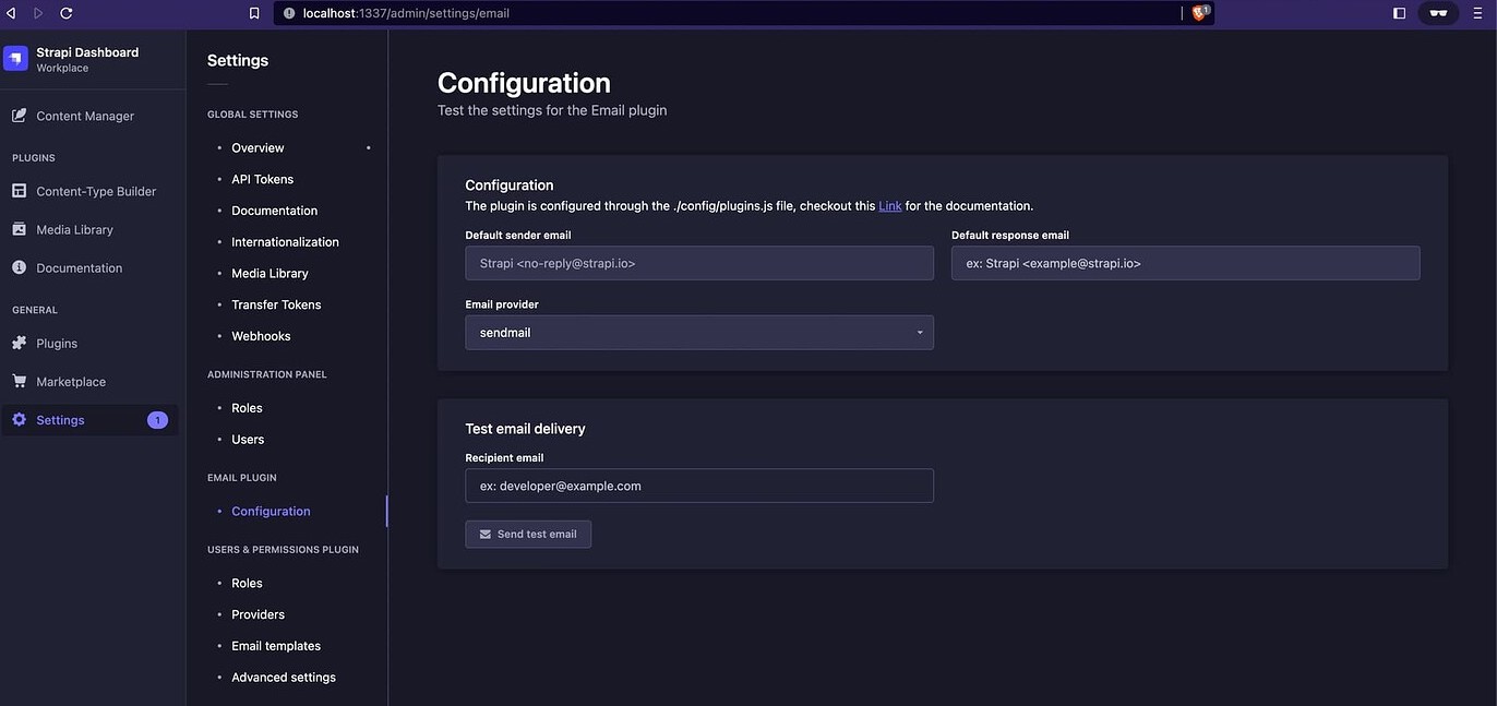 Email config not updating from plugin.js (Nodemailer) · Issue #16235 · strapi/strapi · GitHub