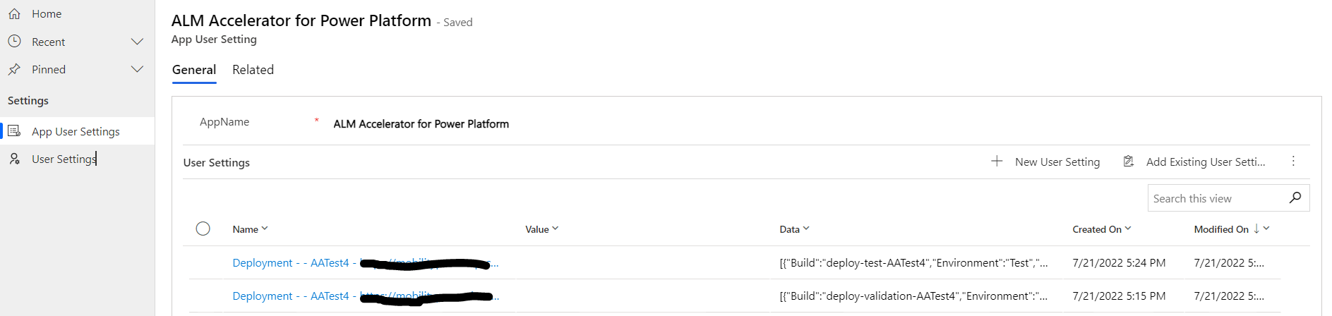 [ALM Accelerator - BUG]: Configured Deployment Setting is not reflecting in Target Environments ...
