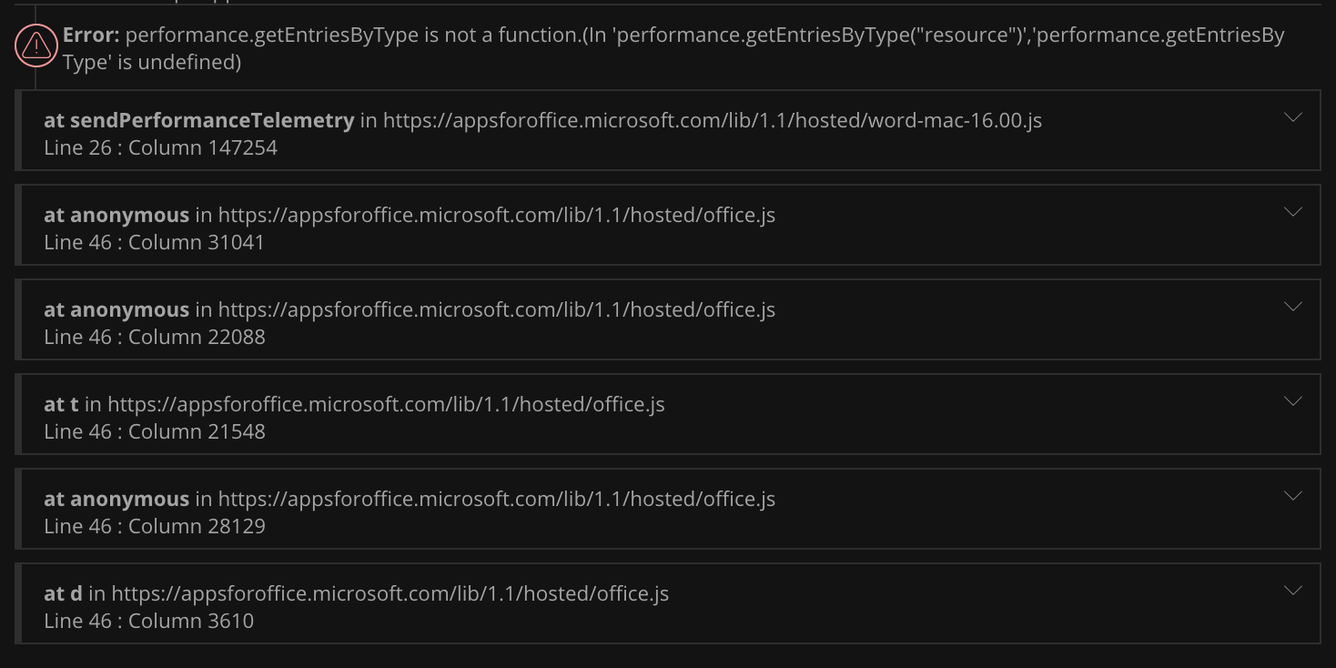 `performance.getEntriesByType is not a function` thrown from ...