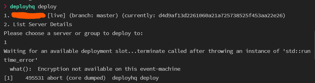 Encryption Not Available On This Event Machine With Fix · Issue 11 · Deployhqdeployhq Lib 9399