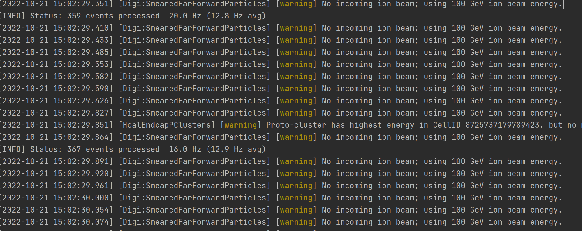 Spamming No Incoming Ion Beam Warnings · Issue 262 · Eic Eicrecon · Github