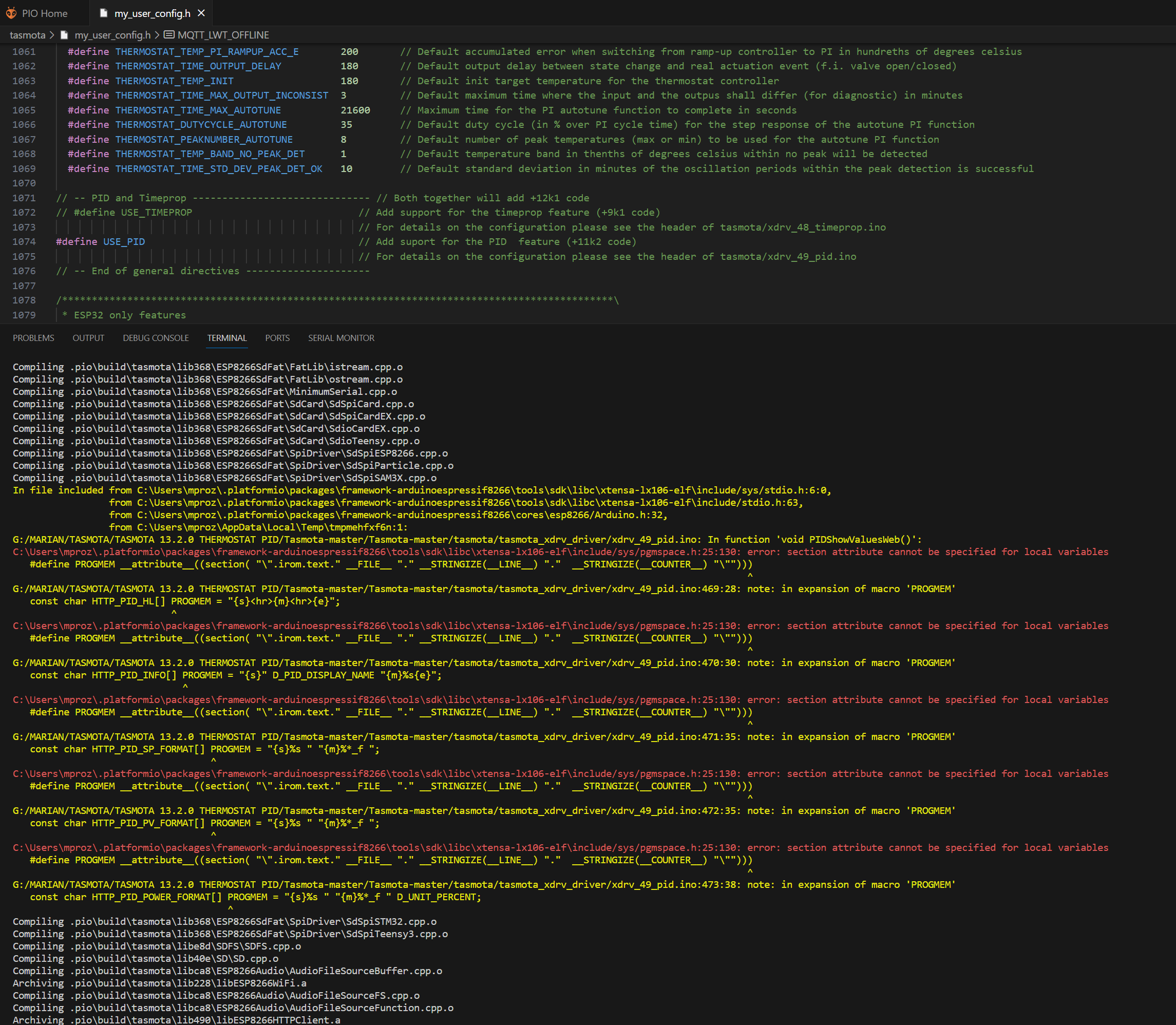 #define USE_PID compile failed · arendst Tasmota · Discussion #19847 · GitHub