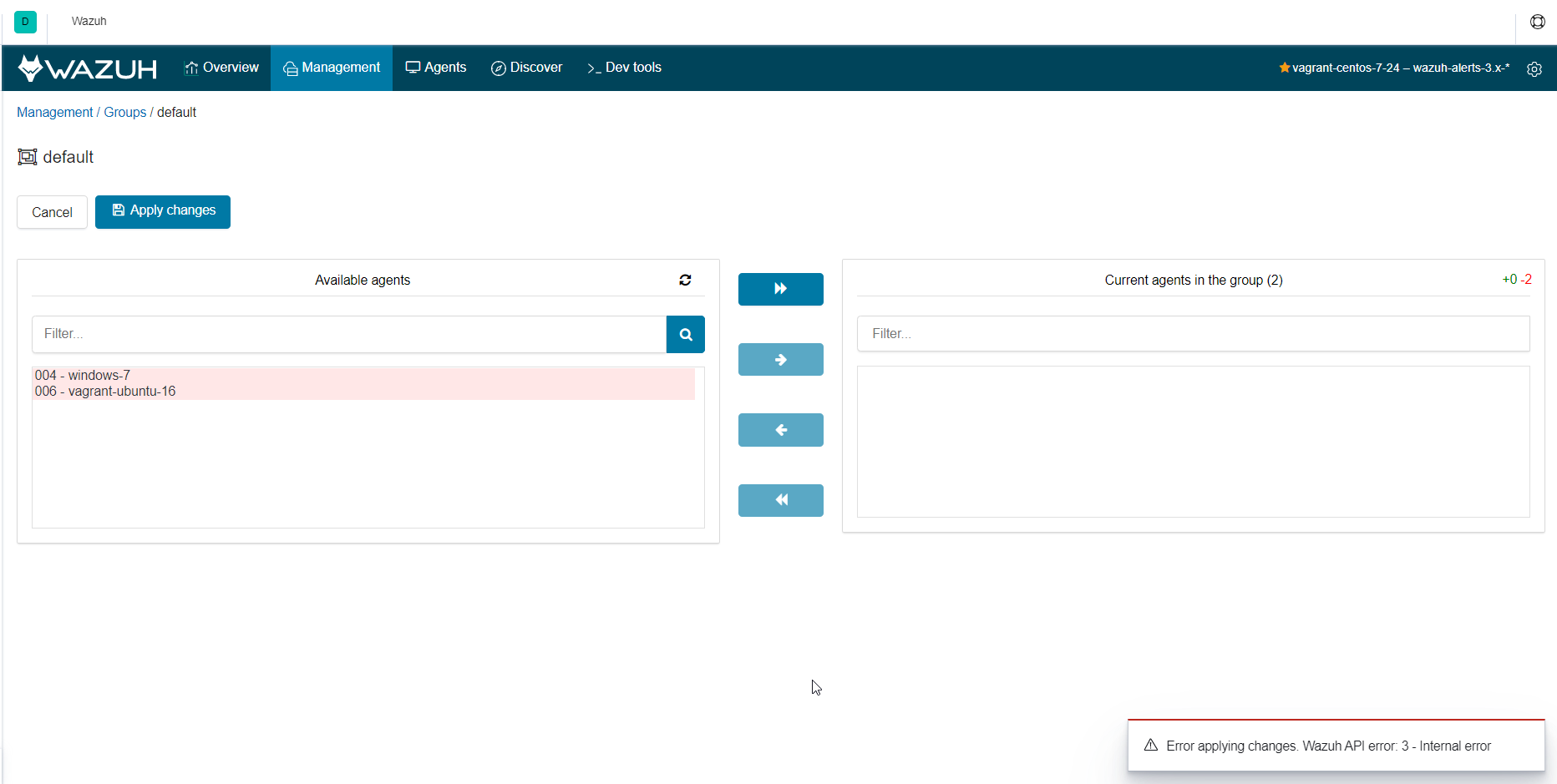 Kibana app not able to remove several agents from a group · Issue #1617 · wazuh/wazuh-dashboard ...