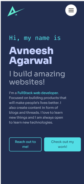 The 'reach out to me' and 'check out my work' buttons in mobile view ...