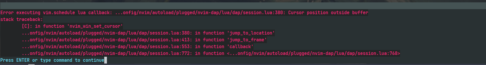 cursor position outside buffer for c++ lldb-vscode · Issue #564 · mfussenegger/nvim-dap · GitHub