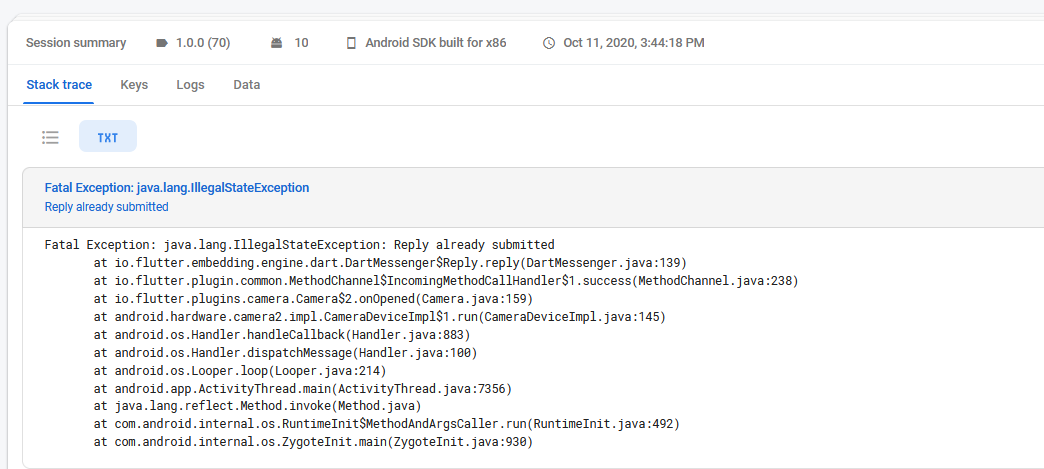 Camera plugin crashes in example app after permissions dialog · Issue ...