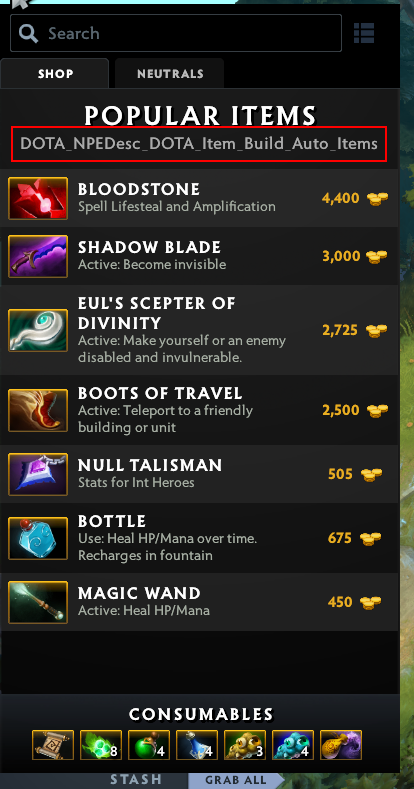 Popular Items description is not displayed (DOTA_NPEDesc_DOTA_Item_Build_Auto_Items) (simple ...