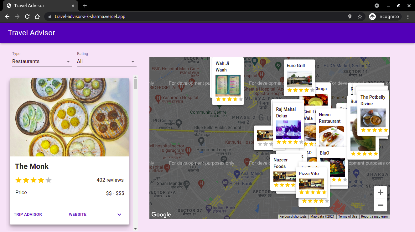 GitHub - ashu-kumar-sharma/travel-advisor: React project setup using ...