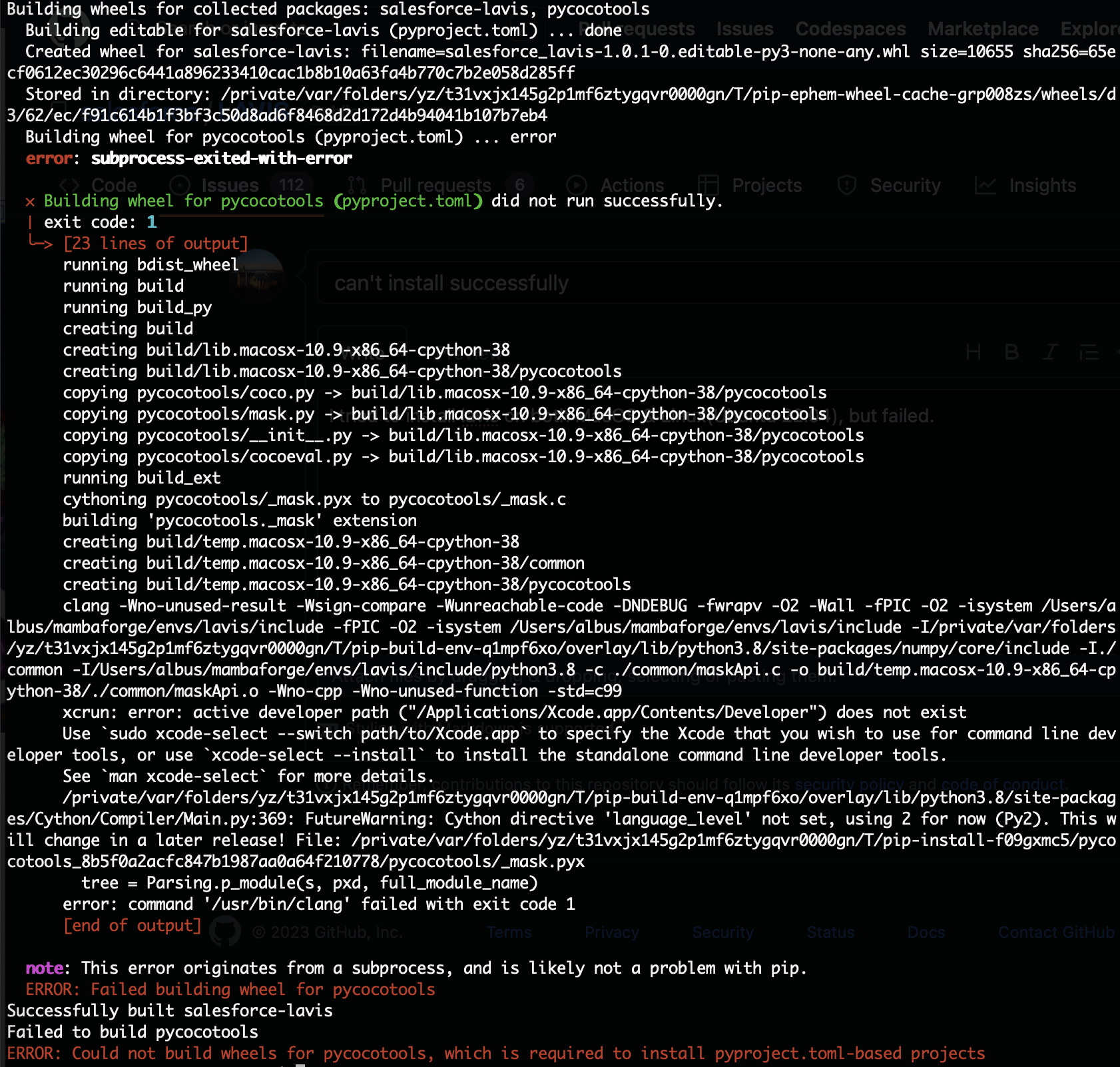 can't install successfully · Issue #261 · salesforce/LAVIS · GitHub