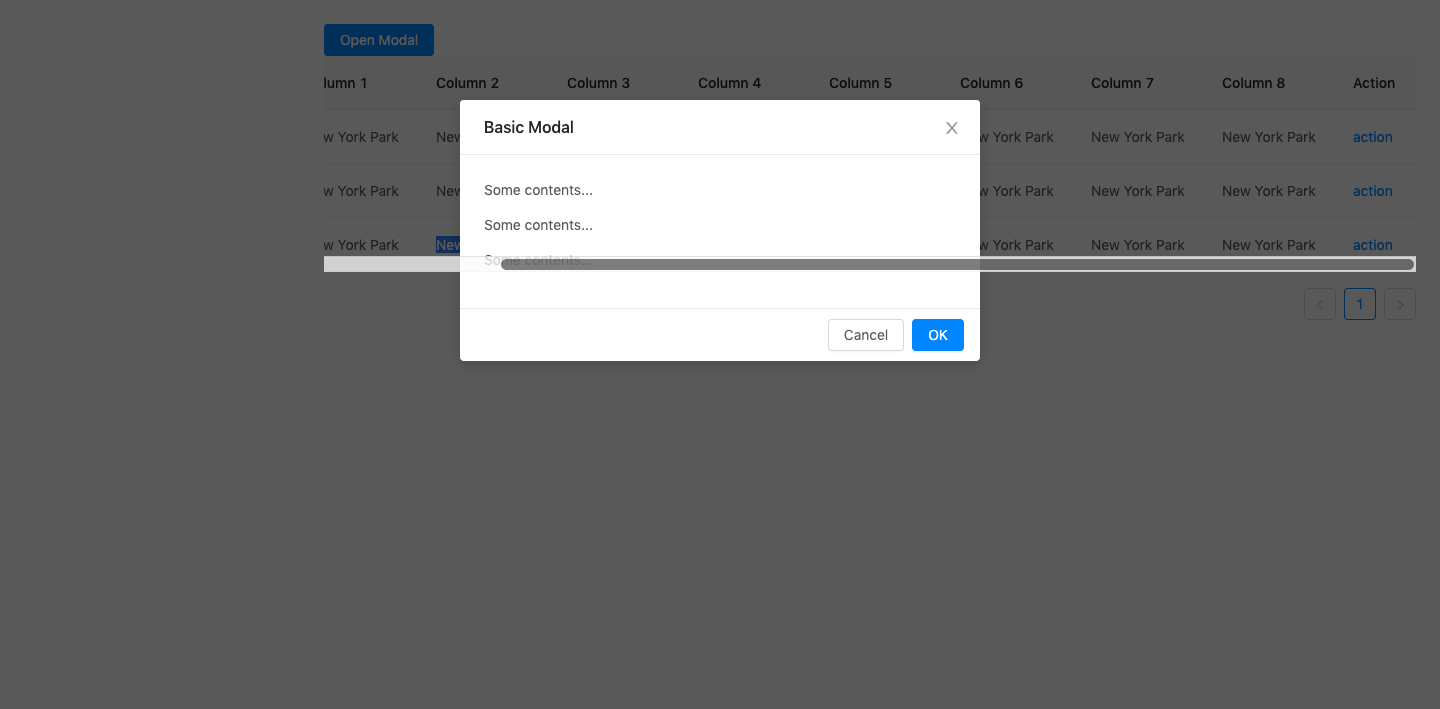 Table Scrollbar Visible On Modal Overflow · Issue 17940 · Ant Designant Design · Github