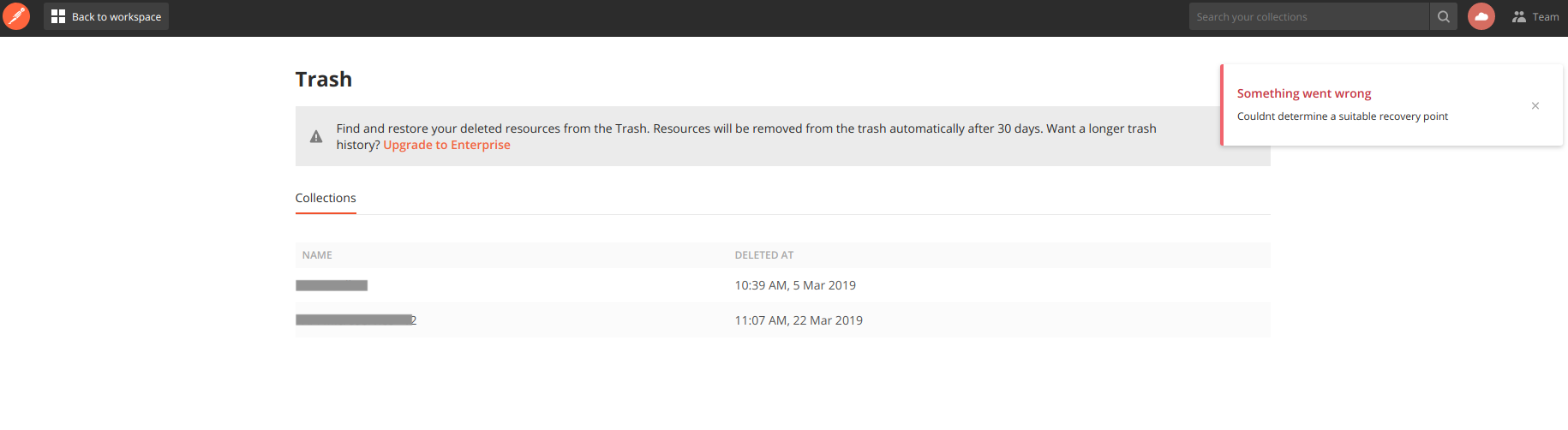 Can’t restore deleted sources from Trash · Issue #6135 · postmanlabs/postman-app-support · GitHub