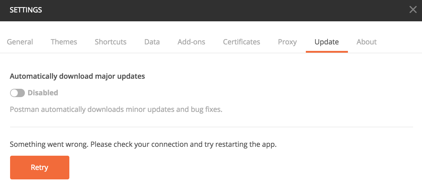 Update Fail And App Hangs When Automatic Update Is Disabled · Issue 6786 · Postmanlabspostman
