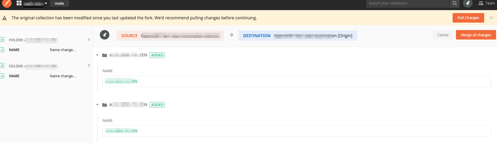 Changes in merged fork don't reflect in destination Collection · Issue #6475 · postmanlabs ...