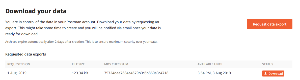 Request data export fails from dashboard - /api/export · Issue #7046 · postmanlabs/postman-app ...