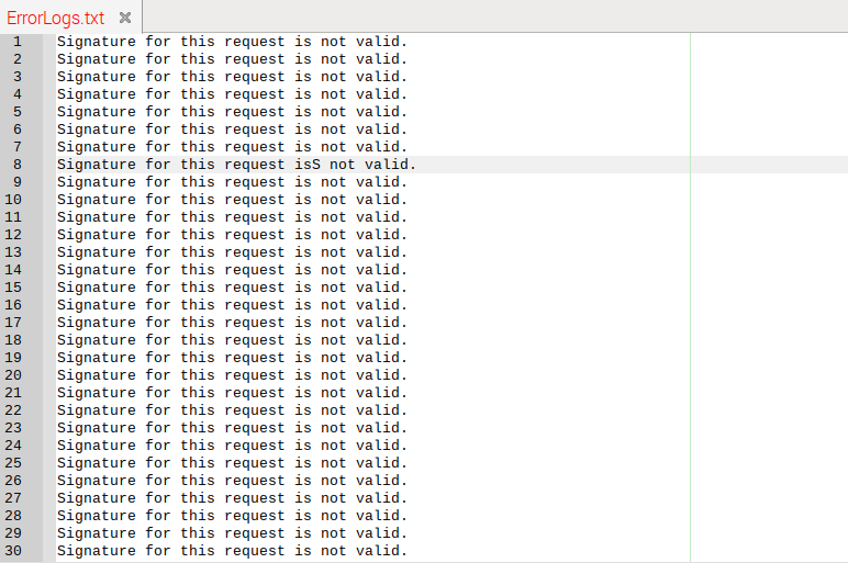 PlaceOrderAsync method works on Windows. But on linux gives "Signature for this request is not ...