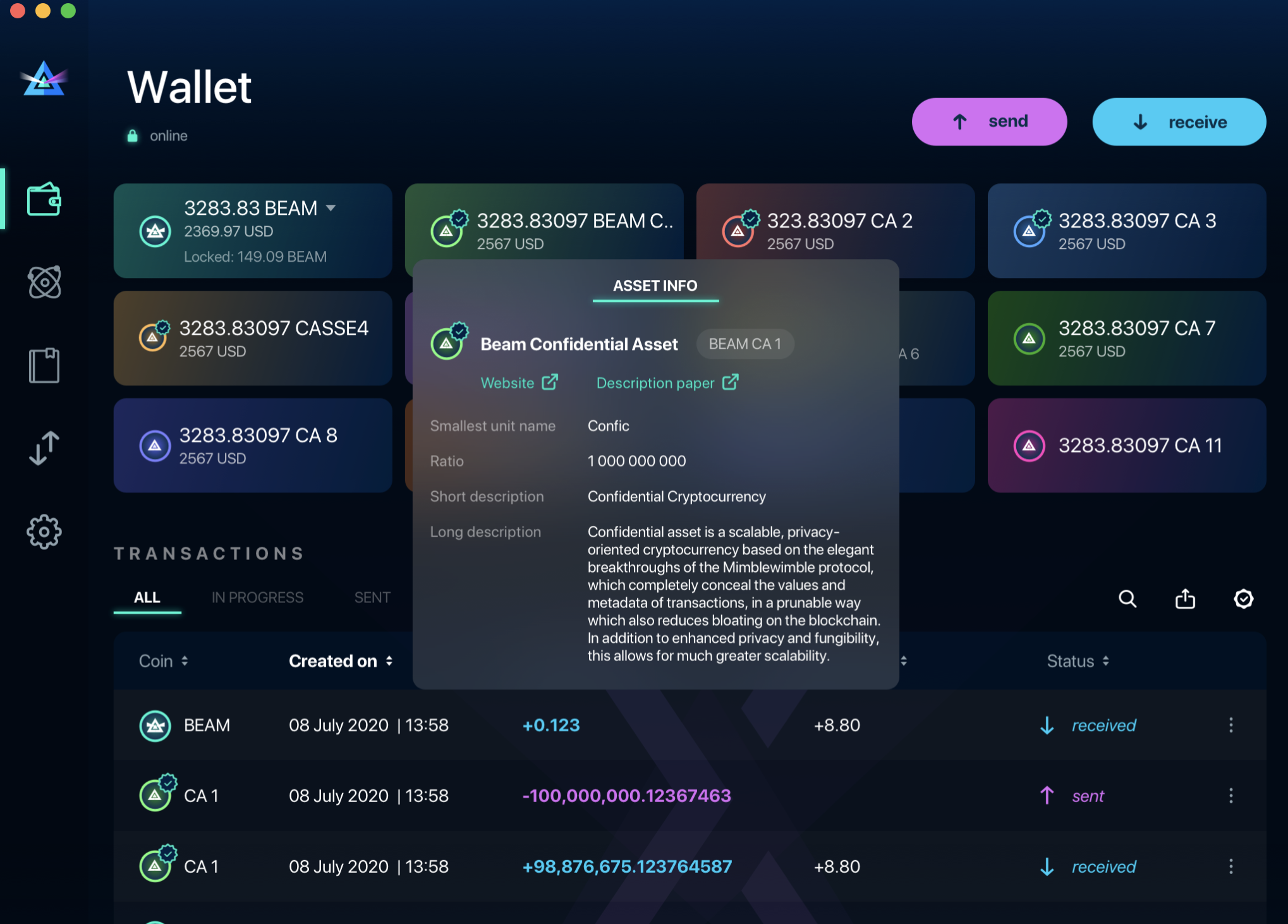 Desktop UI: add asset's parameters to balance popup · Issue #538 · BeamMW/beam-ui · GitHub