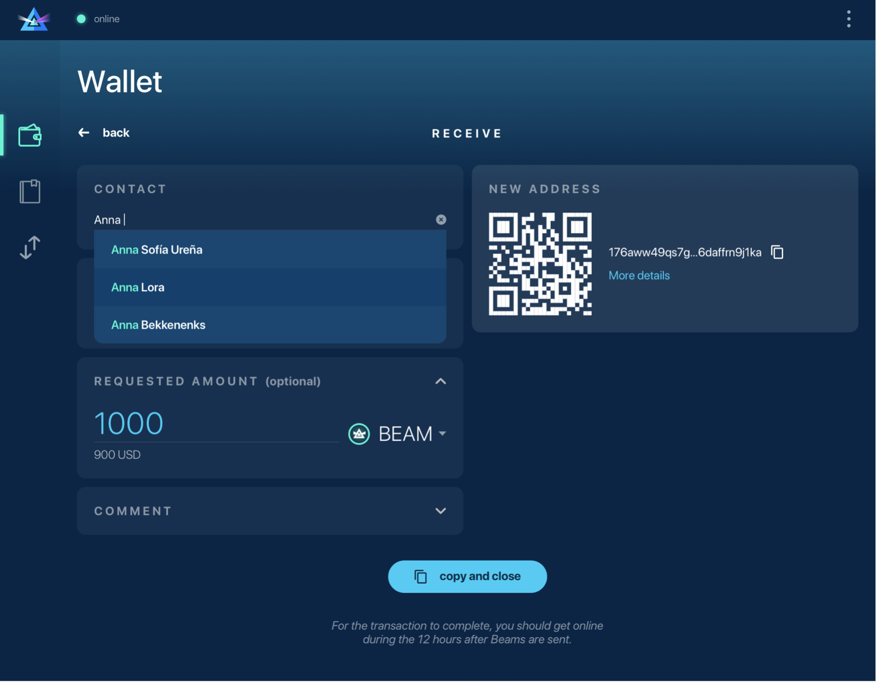 Web-wallet full view: receive screen · Issue #166 · BeamMW/web-wallet-angular · GitHub