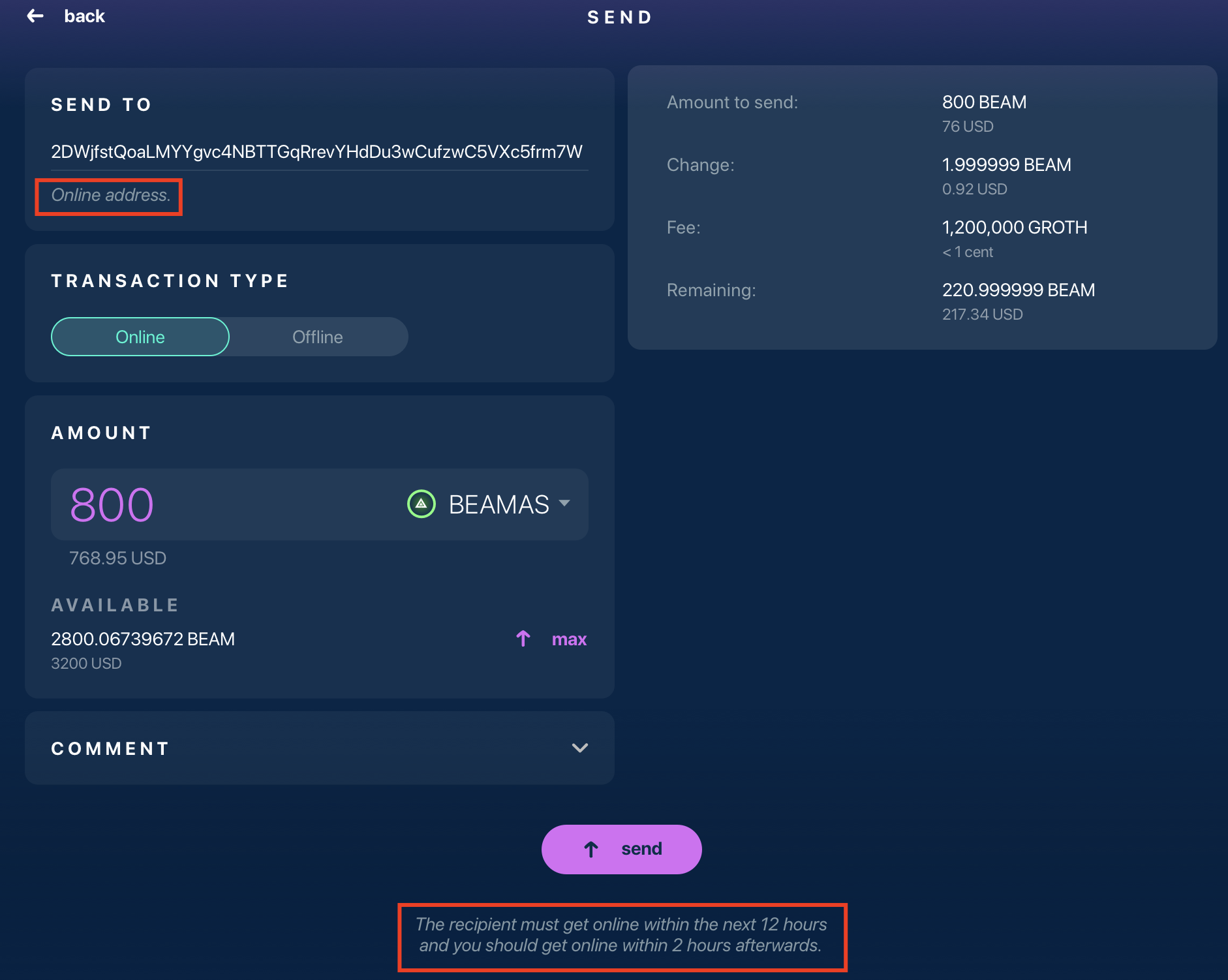 Send screen. Additional changes in addresses flow · Issue #706 · BeamMW/beam-ui · GitHub