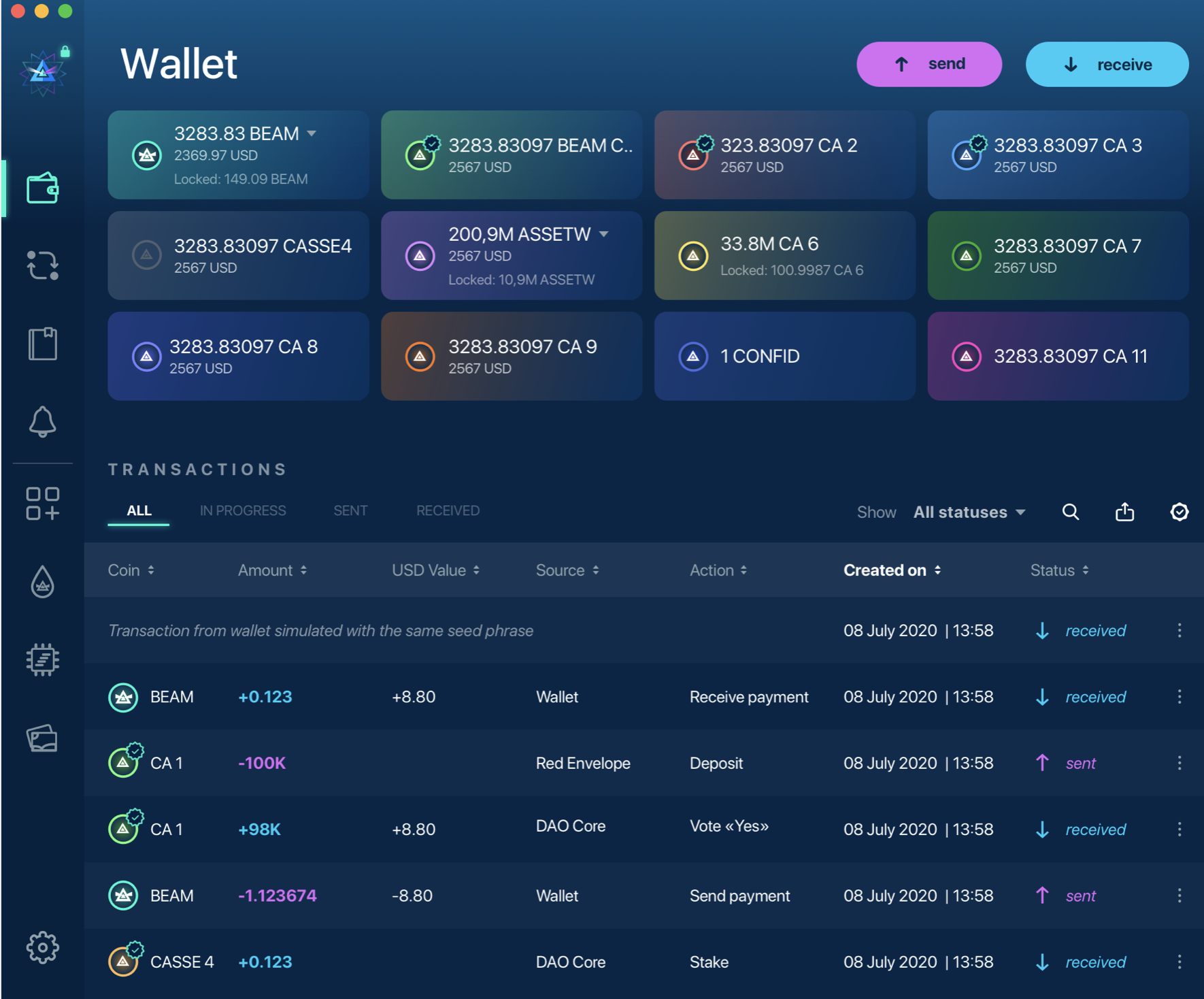 "Synthetic" transaction: show tx when balance is different in synced wallets (same seed phrase ...